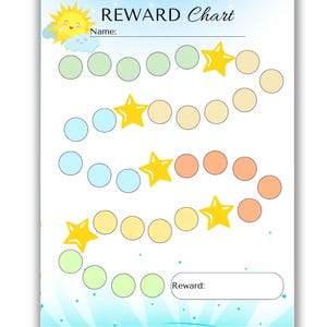 Printable Reward Chart - Sun Rainbow Reward Chart - Toddler Reward ...