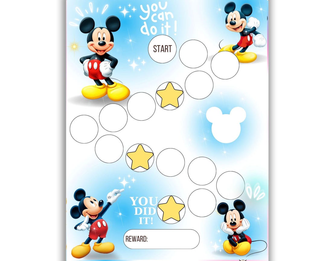 Mickey Reward Chart Potty Training Chart Boys Chore Chart Mouse Sticker ...