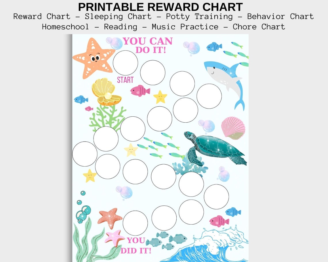 Printable Kids Reward Chart Ocean Reward Chart Under the Sea Behavior ...