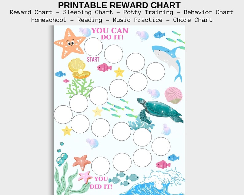 Printable Kids Reward Chart - Ocean Reward Chart - Under the Sea ...