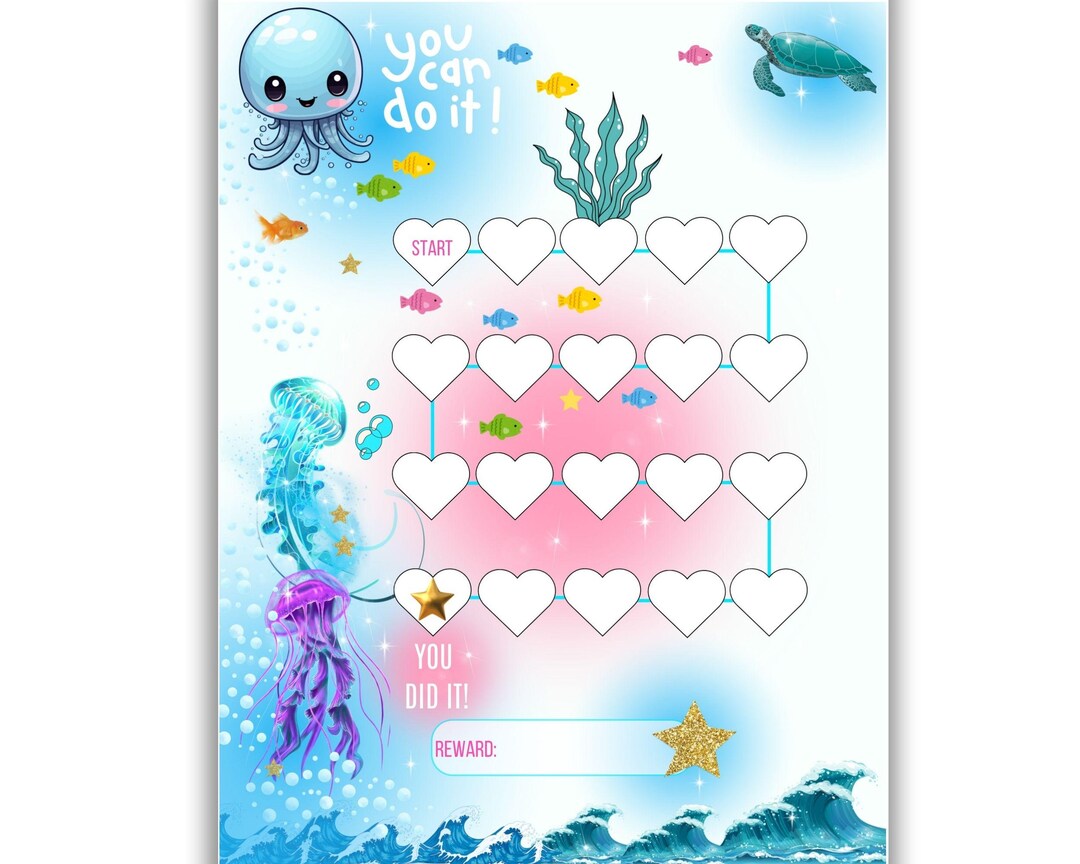 Jellyfish Reward Chart Fish Sticker Reward Chart Under the Sea Behavior ...