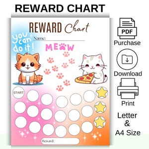 Printable Cat Reward Chart - Girls Reward Chart - Behavior Chart ...