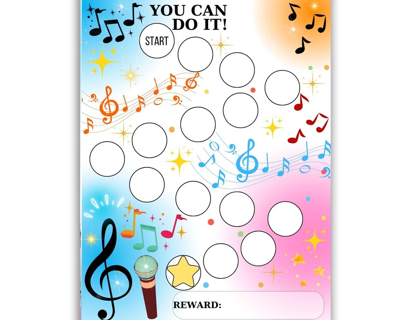 Printable Music Reward Chart - Goal Tracker - Music Practice - Sleeping ...