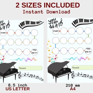 Printable Piano Reward Chart - Music Practice - Piano Practice - Music ...