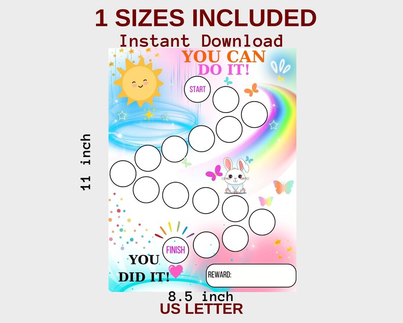 Printable Rainbow Reward Chart Sun Rainbow Reward Chart Potty Training ...