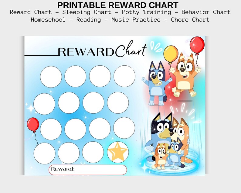 Bluey Reward Chart Kids Reward Chart Potty Training Chart Chore Chart ...