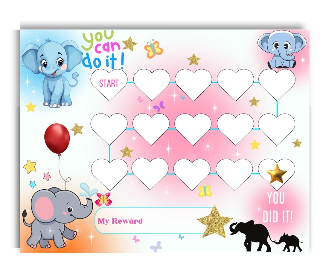 Elephant Reward Chart for Kids Sticker Chart Toddler Reward Chart Potty ...