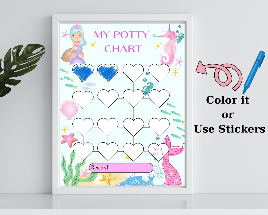Potty Training Reward Chart Girls Potty Chart Mermaid Reward Chart ...
