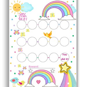 Printable Rainbow Reward Chart: Kids Motivation, Potty Training Tracker ...