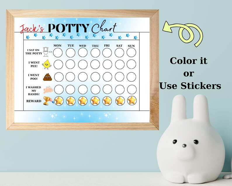 Potty Training Chart for Kids - Potty Chart for Boys - Toilet Training ...