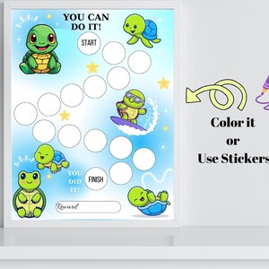 Turtle Reward Chart for Kids - Printable Habit Tracker - Cute Animal ...