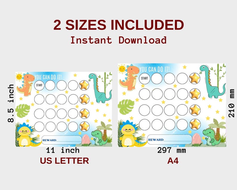 Dinosaur Reward Chart Potty Training Chart Chore Chart Boys Behavior ...