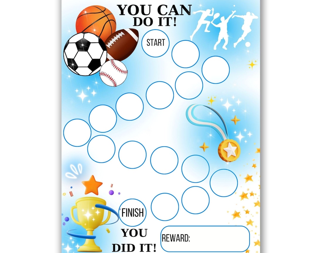Printable Sports Reward Chart - Kids Reward Chart - Football Sticker ...