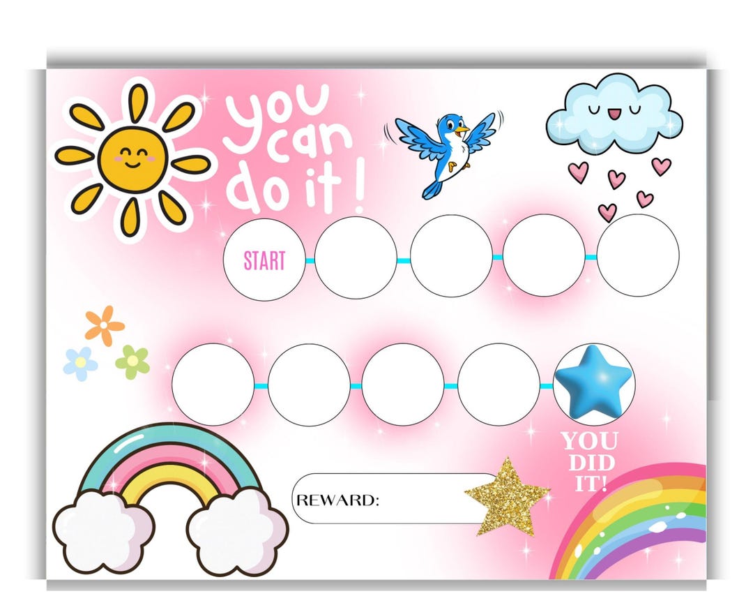 Rainbow Reward Chart - Sun Rainbow Chart - Potty Training Chart - Kids ...