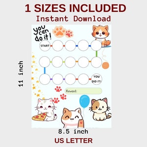 Printable Cat Reward Chart Kids Reward Chart Potty Training Sleeping ...