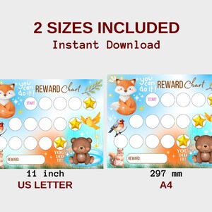 Woodland Animals Reward Chart - Printable Forest Sticker Chart - Fox ...