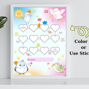 Bird Reward Chart for Kids - Sun Rainbow Reward Chart - Toddler Reward ...