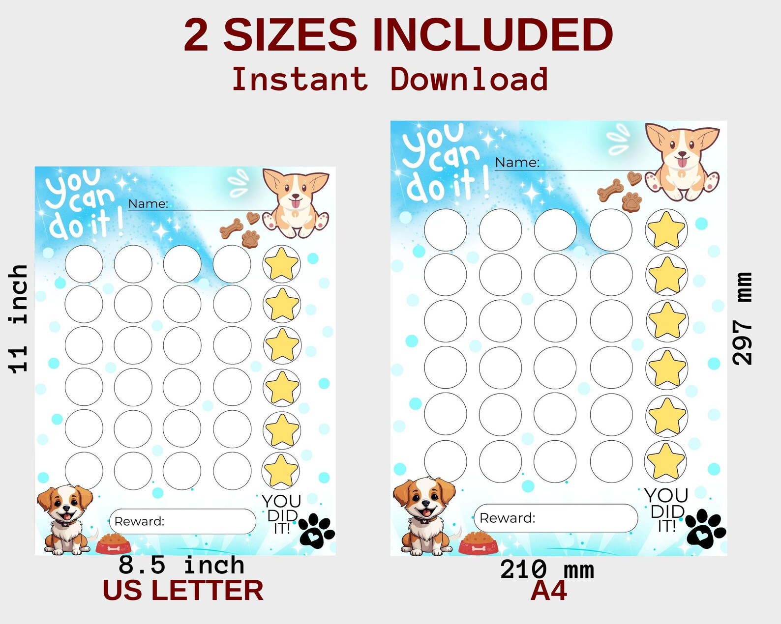 Dog Reward Chart Behavior Chart Potty Training Chart Sleeping Chart Dog ...