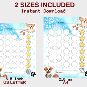 Dog Reward Chart - Behavior Chart - Potty Training - Sleep Chart - Dog ...