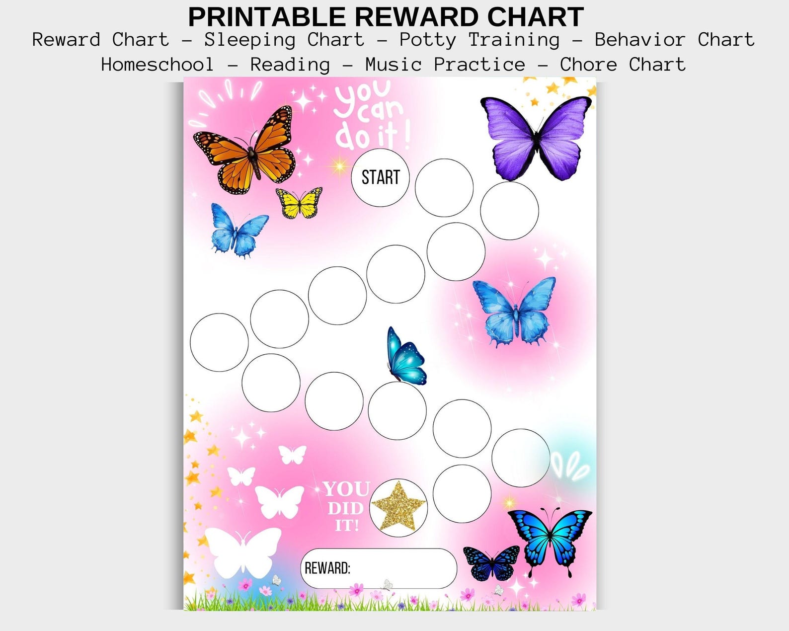 Butterfly Reward Chart - Spring Reward Chart - Toddler Reward Chart ...