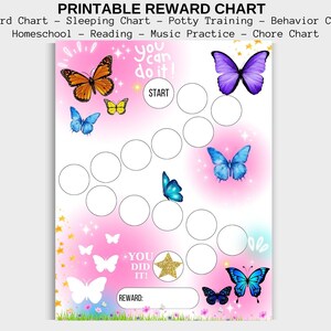 Butterfly Reward Chart - Spring Reward Chart - Toddler Reward Chart ...