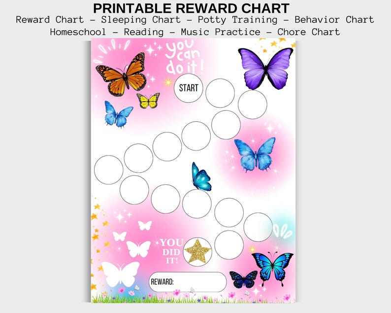 Butterfly Reward Chart - Spring Reward Chart - Toddler Reward Chart ...