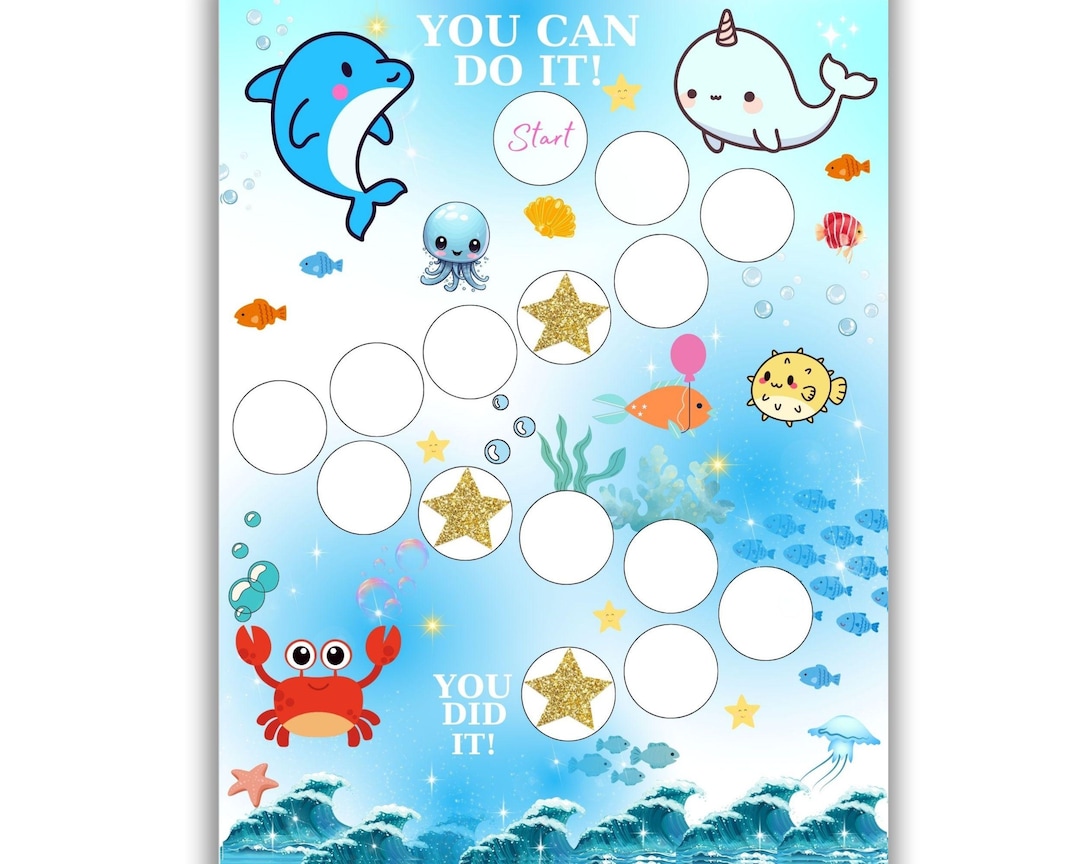 Reward Chart for Kids - Cute Dolphin Reward Chart - Under the Sea ...