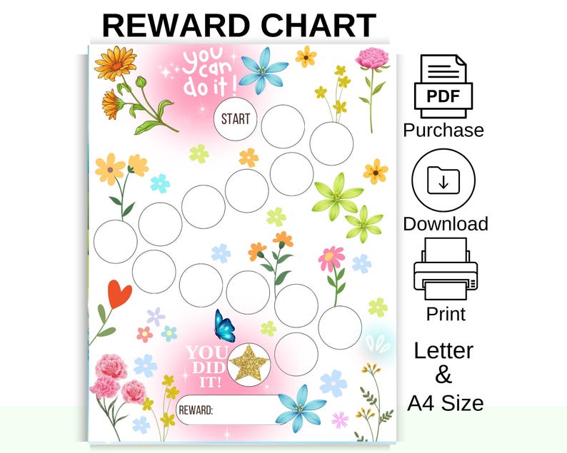 Flower Reward Chart for Kids - Butterfly Reward Chart - Toddler Reward ...
