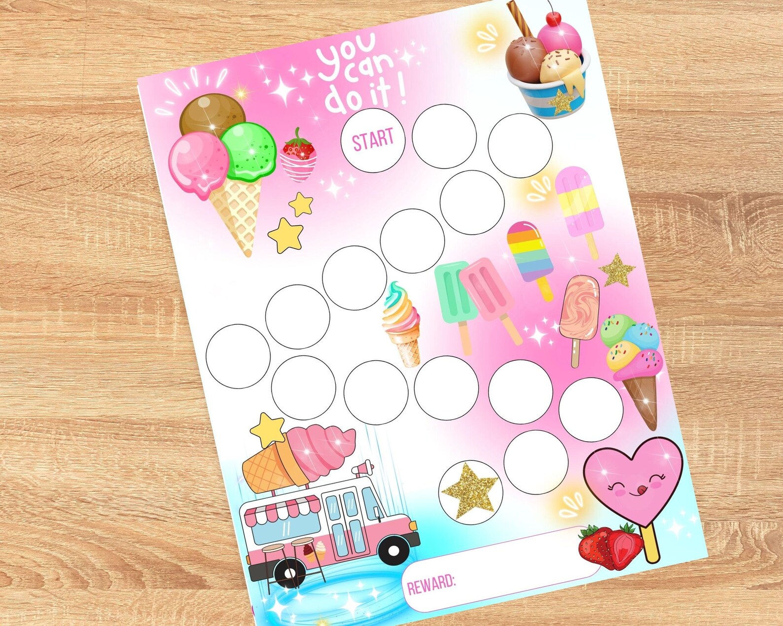 Ice Cream Reward Chart - Kids Behavior Chart - Potty Training Chart ...