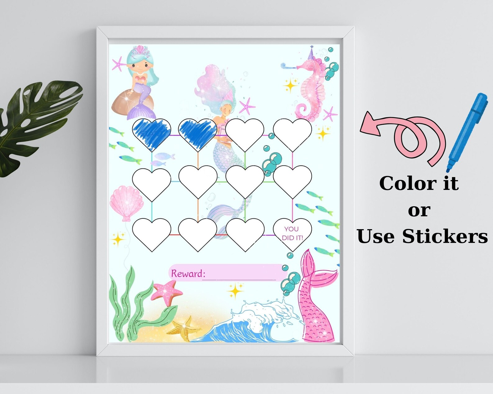 Printable Mermaid Reward Chart Sleeping Chart Ocean Reward Chart Under ...
