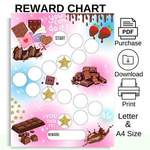 Chocolate Reward Chart - Candy Chore Chart for Kids - Printable Treat ...