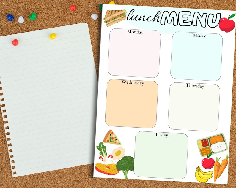 School Lunch Planner - Kids Lunch Weekly Menu Planner - Kids Meal ...