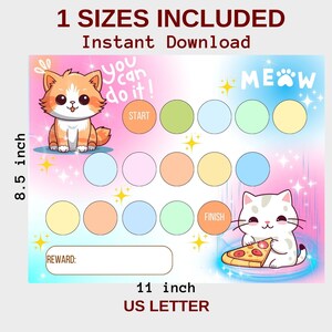 Printable Cat Reward Chart Kids Reward Chart Behavior Chart Potty ...