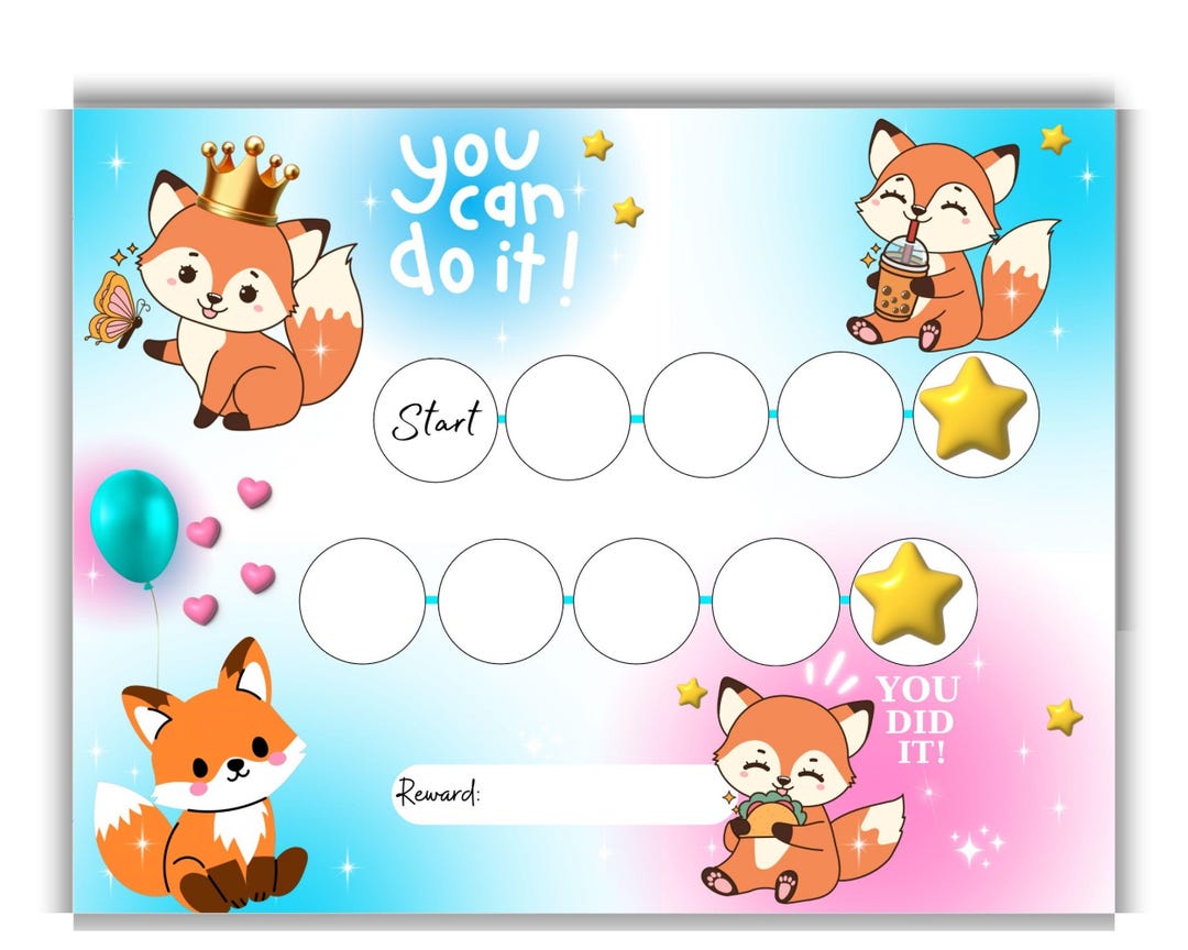 Cute Fox Reward Chart for Kids | Woodland Animal Behavior Chart ...