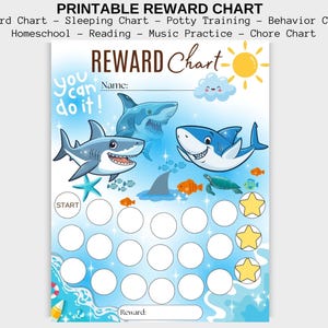 Printable Shark Reward Chart - Ocean Reward Chart - Under the Sea ...