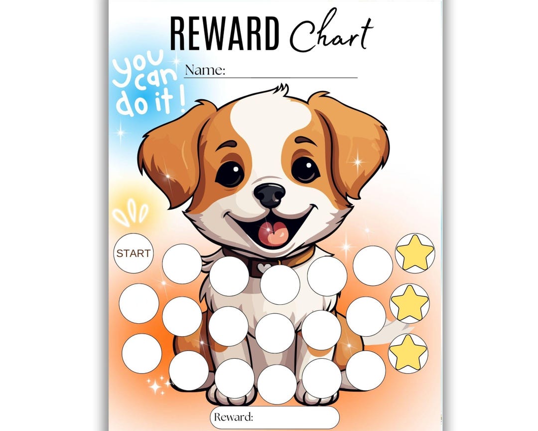 Printable Dog Reward Chart - Kids Reward Chart - Boys Behavior Chart ...