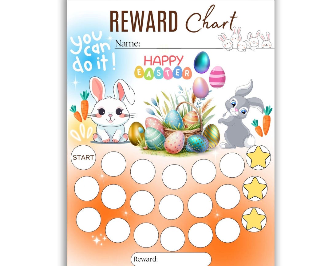 Easter Bunny Reward Chart - Bunny Sticker Chart - Chore Chart - Girls ...