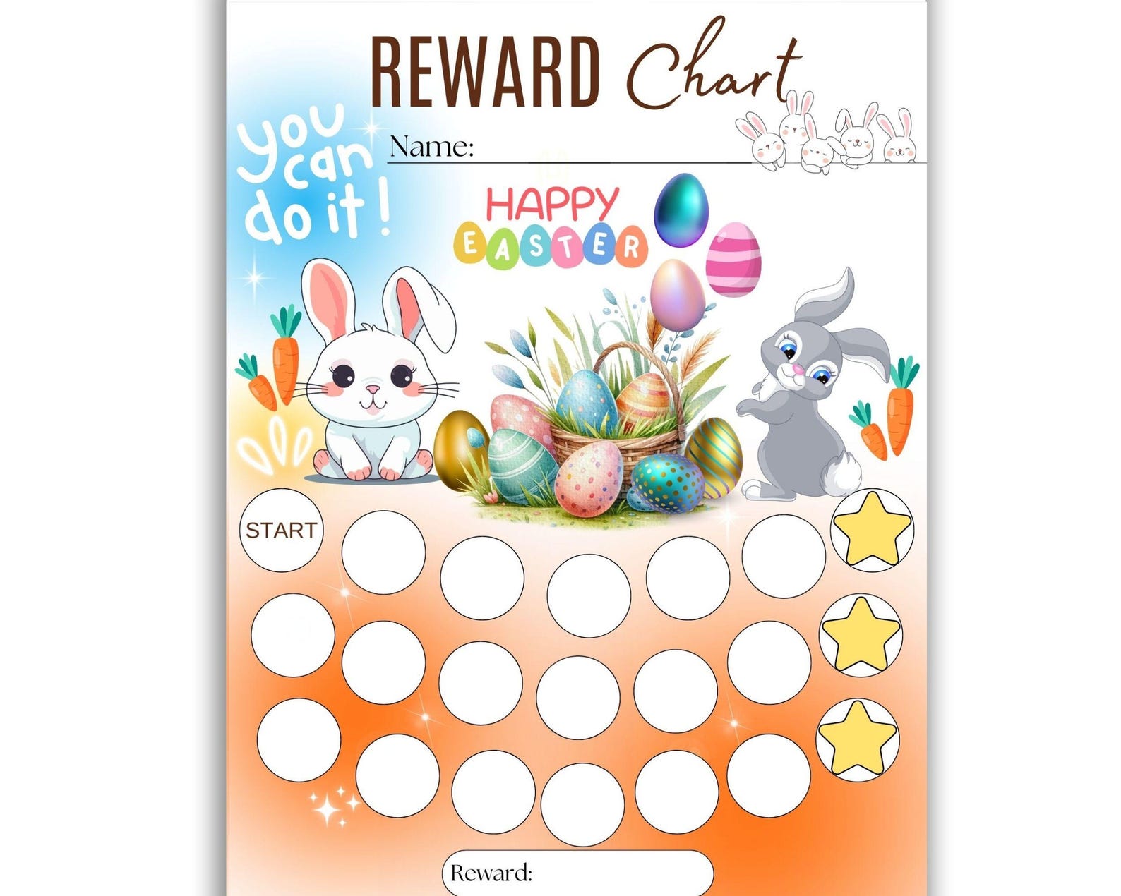 Easter Bunny Reward Chart - Bunny Sticker Chart - Chore Chart - Girls ...