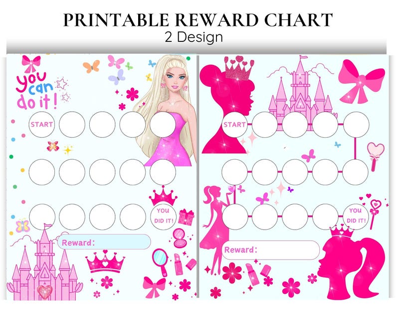 Princess Reward Chart Girls Princess Reward Chart Potty Training Chart ...