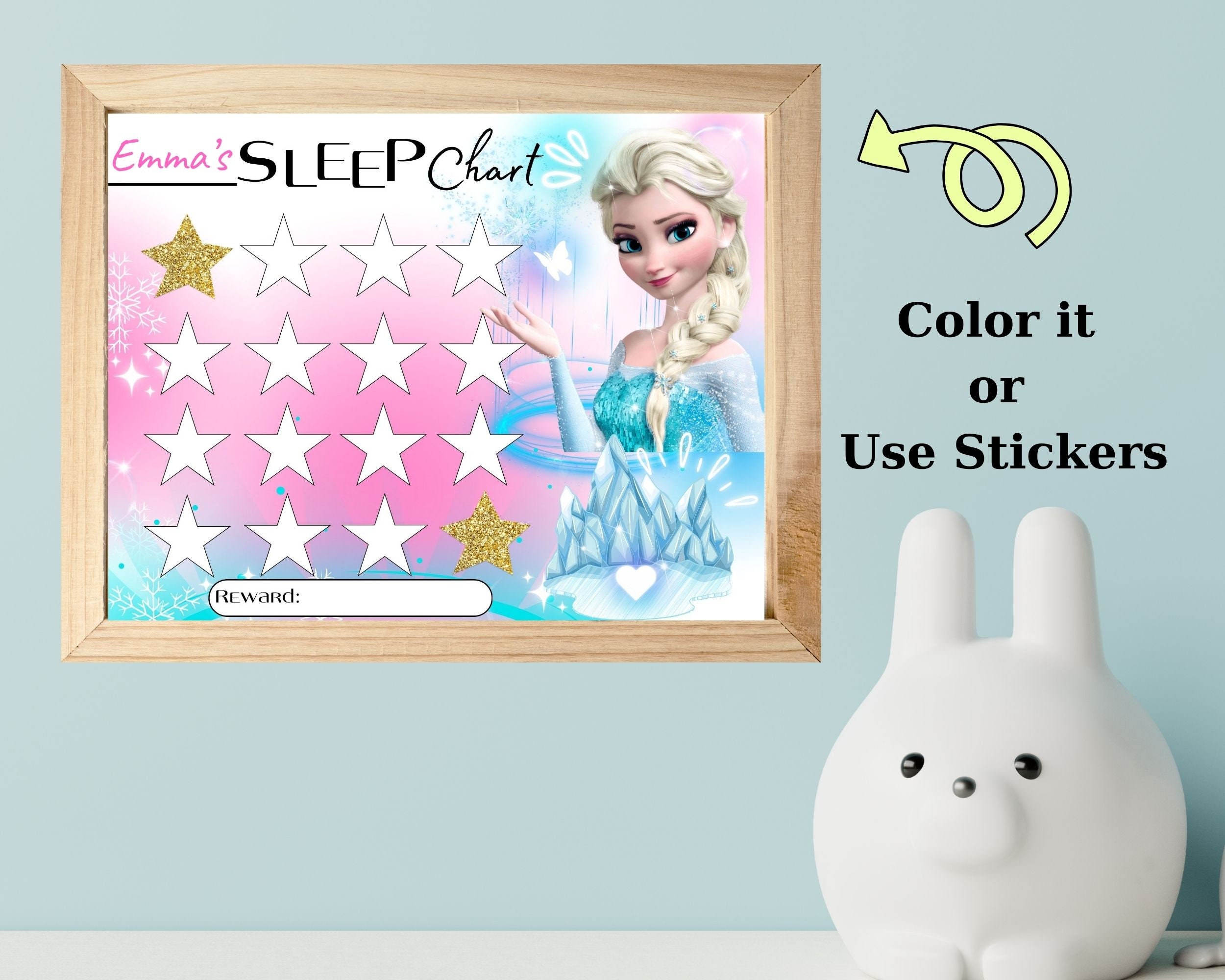 Elsa Sleeping Chart - Frozen Sleeping Chart Printable - Sleep Reward ...