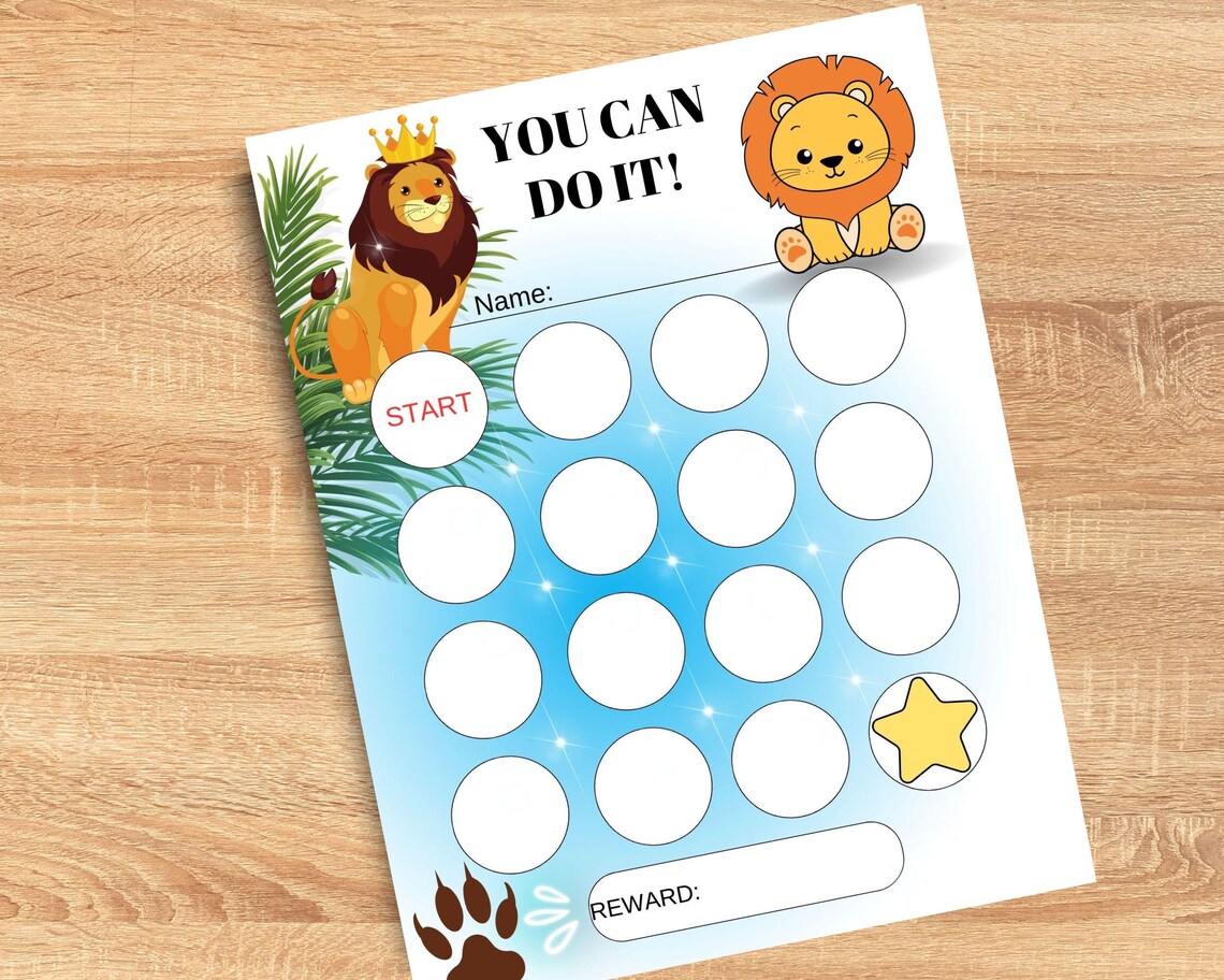 Lion Reward Chart Kids Reward Chart Toddler Reward Chart Potty Training ...