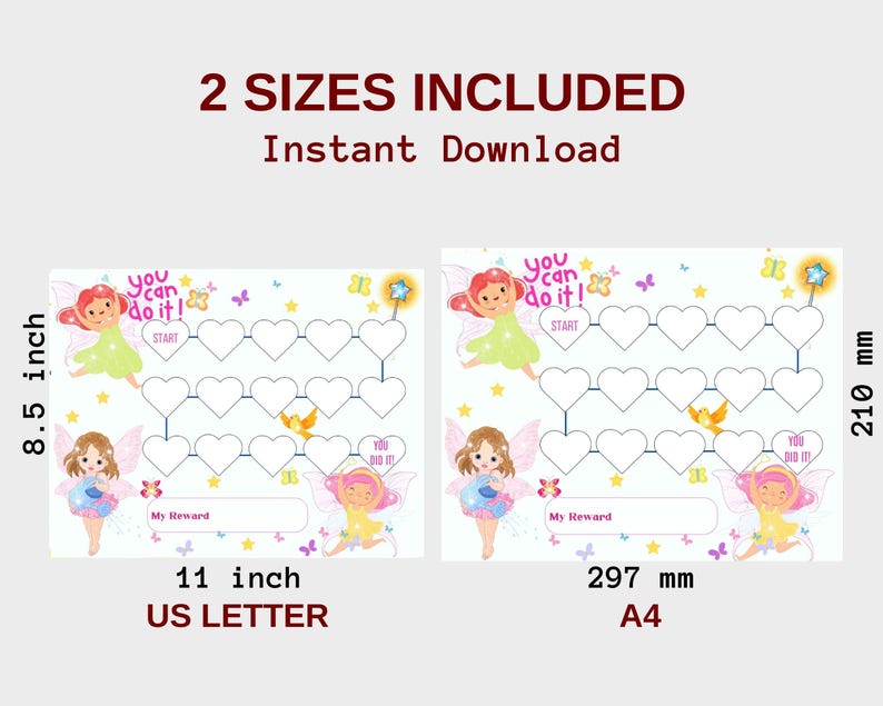Fairy Reward Chart - Princess Reward Chart - Sleeping Chart - Potty ...