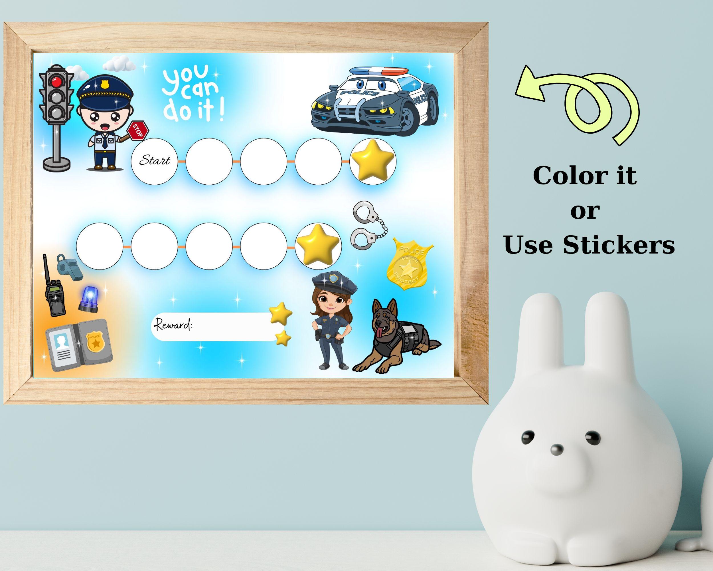 Police-themed Reward Chart - Responsibility Chart for Kids - Reading ...