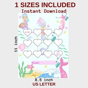 Printable Mermaid Reward Chart Sleeping Chart Ocean Reward Chart Under ...