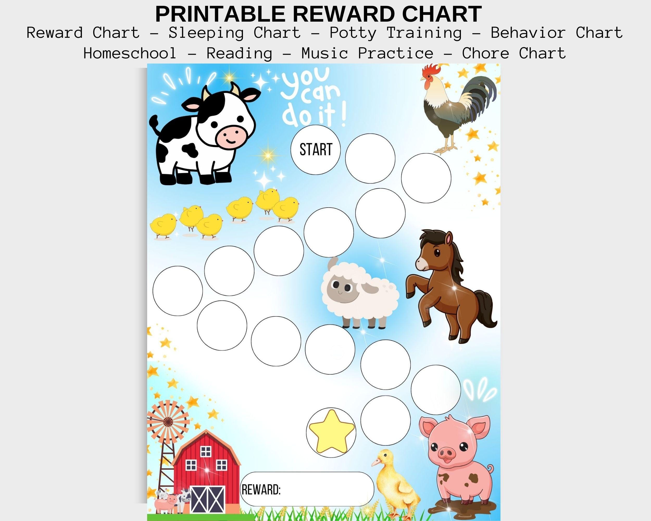 Farm Reward Chart Kids Behavior Chart Potty Training Chart Chore Chart ...