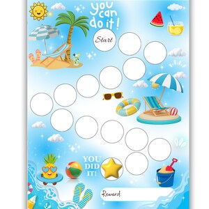 Summer Reward Chart for Kids: Beach Theme Behavior Tracker (PDF ...