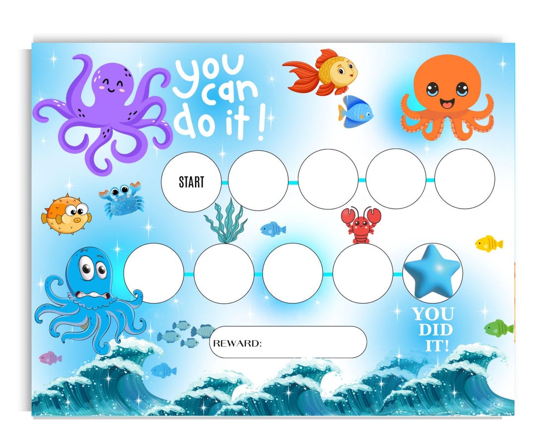 Octopus Reward Chart for Kids - Underwater Chore Chart Printable ...