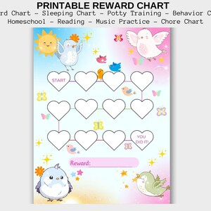 Bird Reward Chart for Kids - Sun Rainbow Reward Chart - Toddler Reward ...