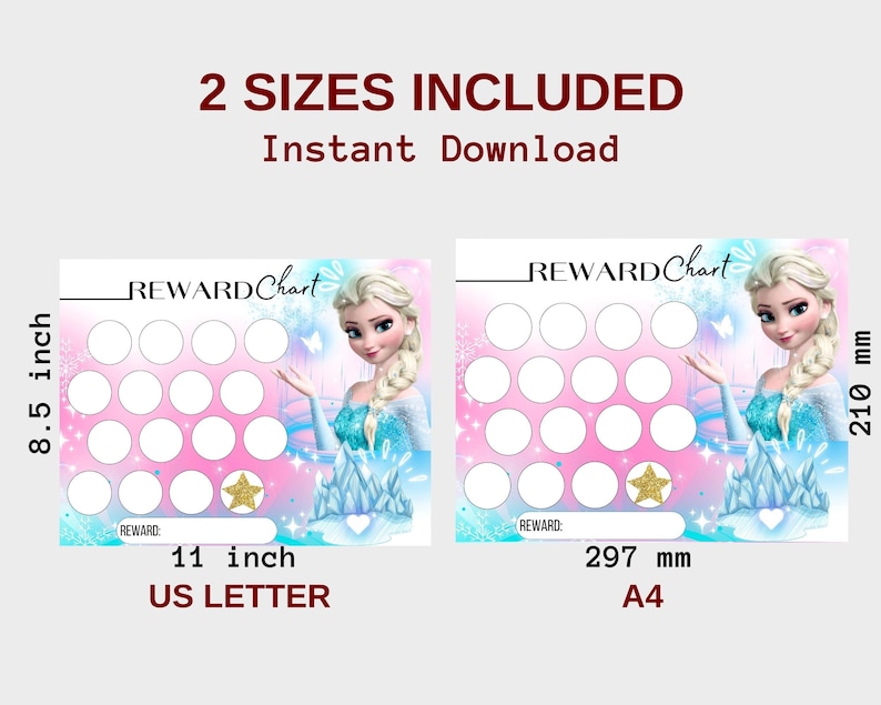 Frozen Reward Chart - Elsa Reward Chart -girls Princess Reward Chart ...