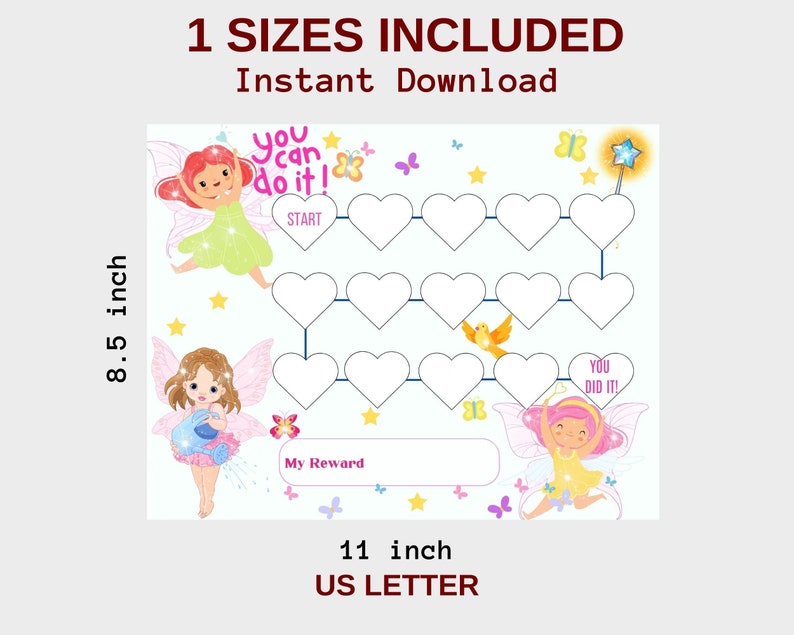 Fairy Reward Chart Princess Reward Chart Sleeping Chart Potty Training ...